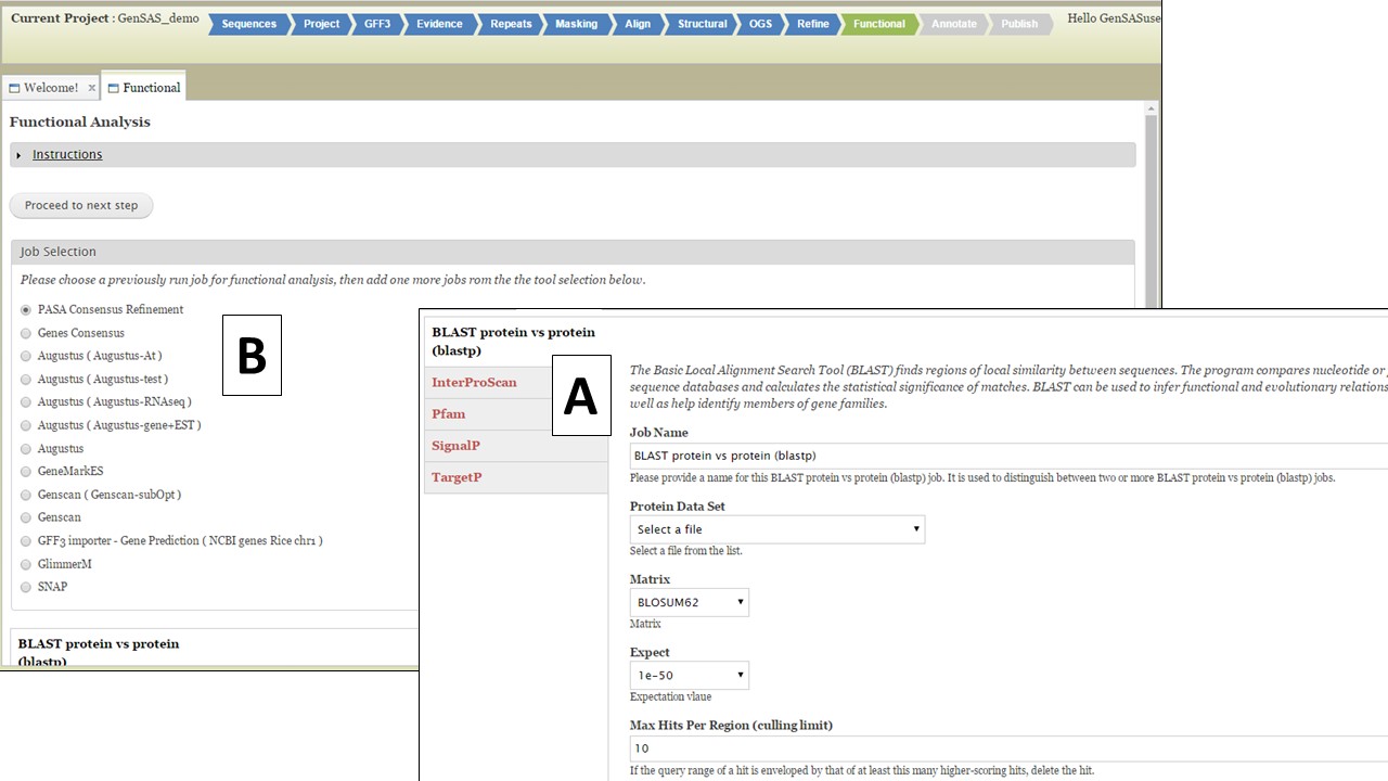 Functional Tab | GenSAS v5.1