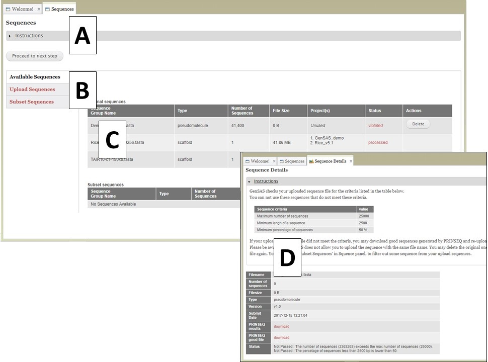 Sequences Tab | GenSAS v6.0