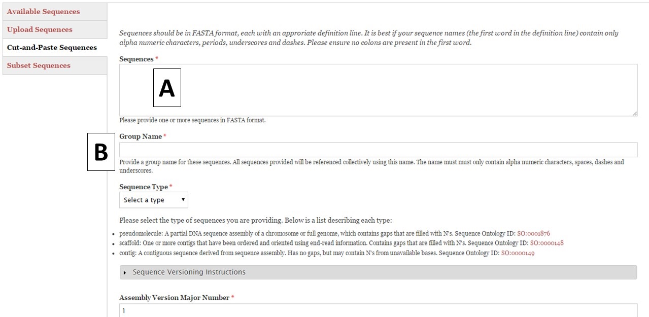 Sequences Tab | GenSAS v5.1